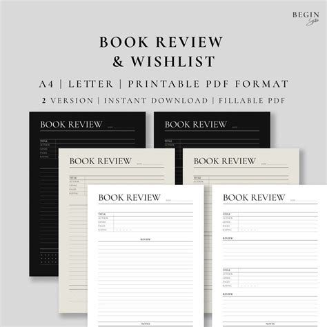 Plantilla imprimible de reseña de libros Rastreador de Etsy España