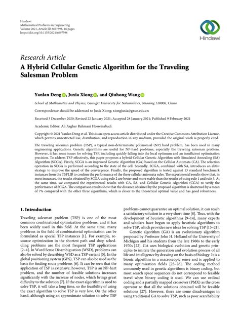 Pdf A Hybrid Cellular Genetic Algorithm For The Traveling Salesman