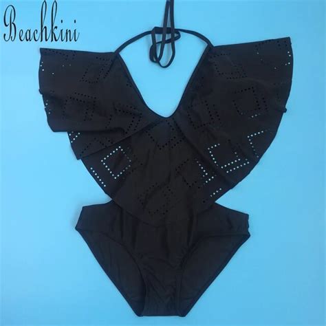 Buy Sexy Deep V Swimwear Women Halter One Piece
