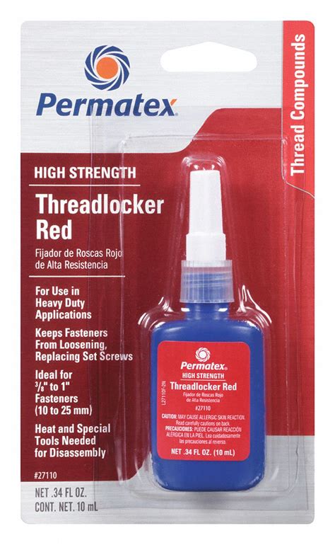 PERMATEX THREADLOCKER RED 0 34 FL OZ BOTTLE HIGH STRENGTH