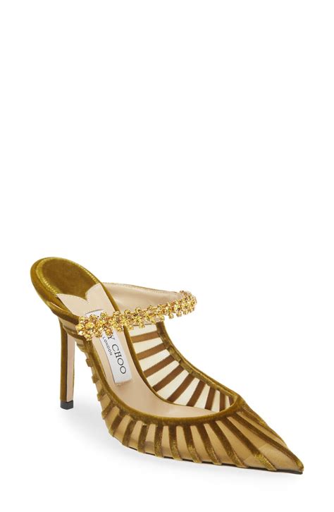 Jimmy Choo Bing Crystal Embellished Pointed Toe Mule Pump Citrine