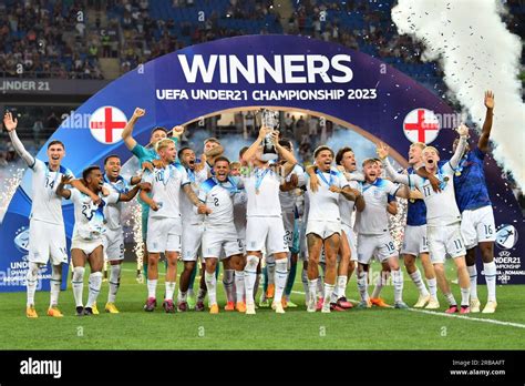 England Players Celebrate With The Trophy Following The Euro Under 21