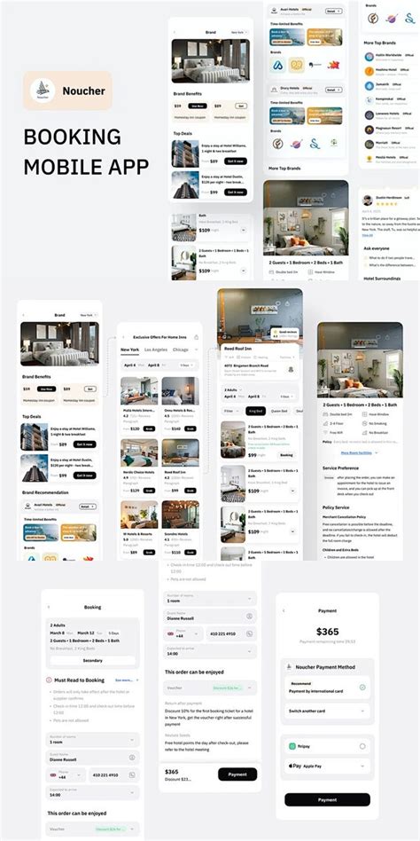 高品质的时尚高端简约酒店预订APP UI KITS figma 花瓣网