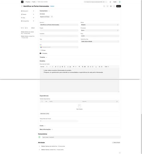 Subtask On The Task In The Project Template Project Management
