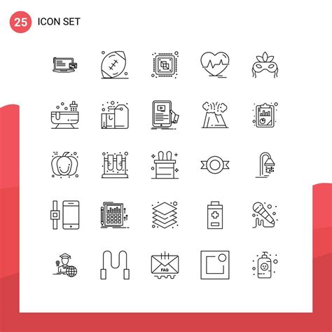 Stock Vector Icon Pack Of Line Signs And Symbols For Heartbeat Ecg