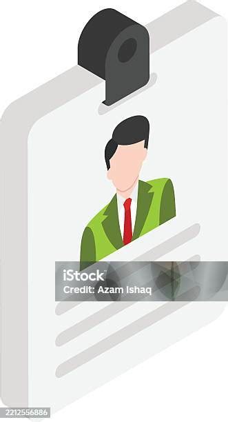 직원 Pvc 카드 클립 아이소 메트릭 개념 직원 식별 종이 카드 클립 벡터 색상 아이콘 디자인 방문자 태그 스톡 일러스트 Hrm 기호 가는 끈에 대한 스톡 벡터 아트 및