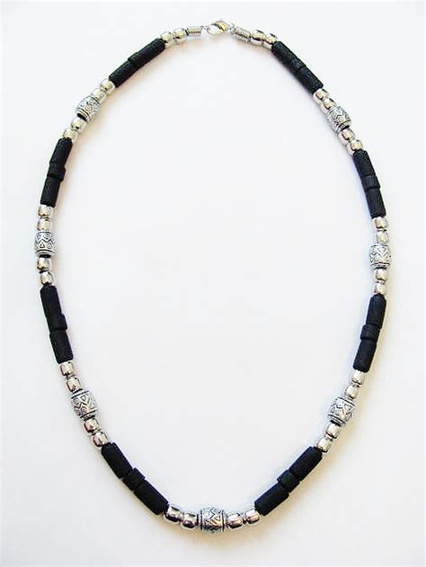 Cancun Beach Twilight Survivor Beaded Necklace Mens Surfer Choker Black