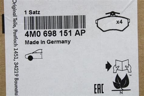 Genuine Audi A8 Q5 Q7 VW Touareg front brake pads (350mm) 4M0698151AP ...