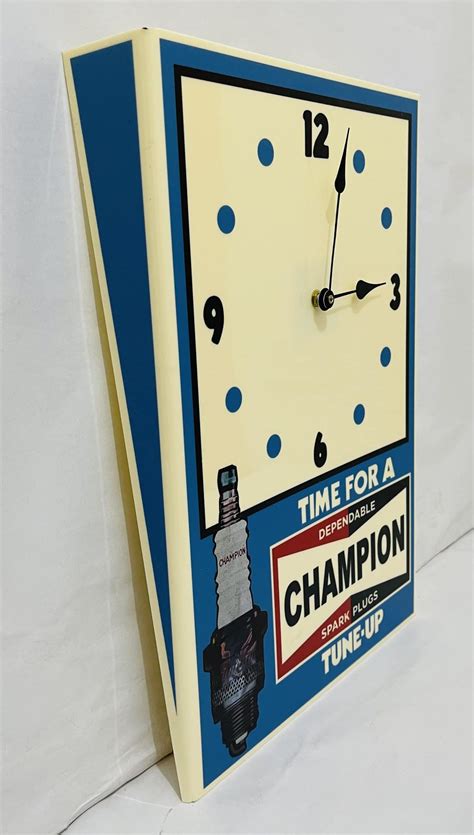Champion Spark Plug Clock Blue Nostalgia Highway