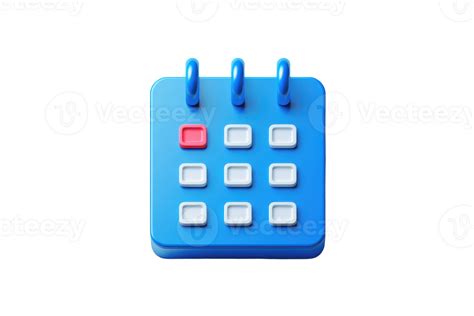 3d Icon Of A Blue Calendar With A Highlighted Red Date Representing Time Schedule And