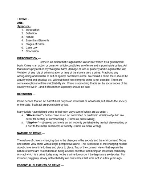 Ipc Notes Pdf Aiding And Abetting Mens Rea