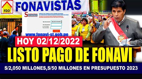LO ÚLTIMO FONAVI PAGO SE INICIA MEF PRESUPUESTO CON S 50 MILLONES 2