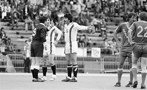 Sam Lenarduzzi Pleads His Case To The Referee As Teammate Buzz Parsons Watches In A 1978 Match