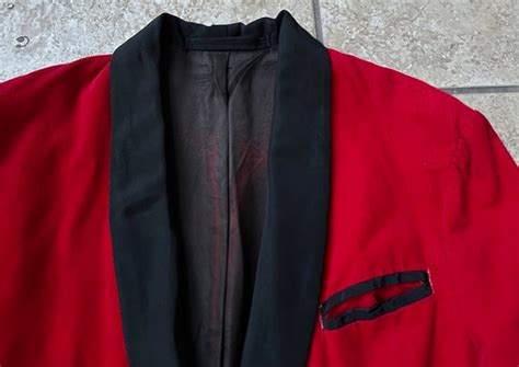 1960s Red Corduroy Shawl Collar Smoking Jacket 41 4 Gem