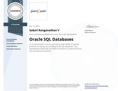 📢 Thrilled To Share That Ive Completed The Oracle Sql Databases
