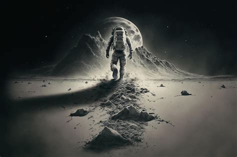 Premium Photo Illustration Of The First Step On The Moon