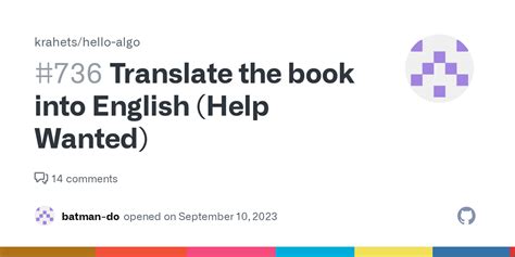 Translate The Book Into English Help Wanted Issue 736 Krahets