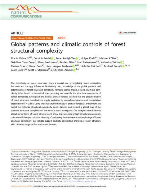 Pdf Global Patterns And Climatic Controls Of Forest Structural Complexity