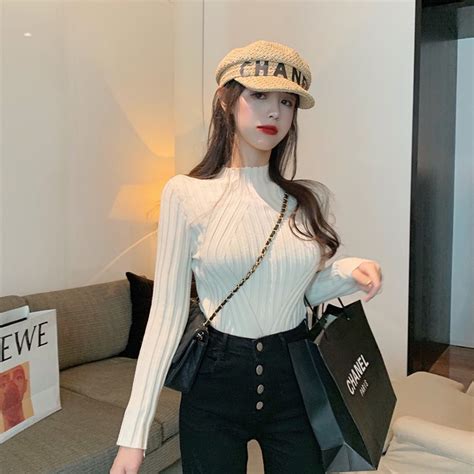 Half Turtleneck Sweater Women Spring Autumn Bottoming Long Sleeve Slim