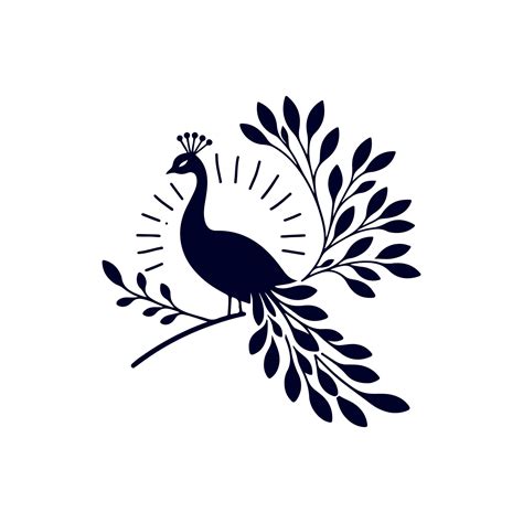Peacock Silhouette Clip Art Isolated Illustration On White Background