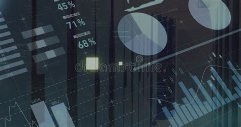 Image Of Infographic Interface And Computer Language Over Data Server Room Stock Illustration