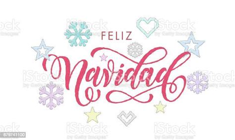 Feliz Navidad 스페인어 메리 크리스마스 휴일 인사말 카드 디자인에 대 한 서 예 글꼴 자 수 장식 벡터 크리스마스