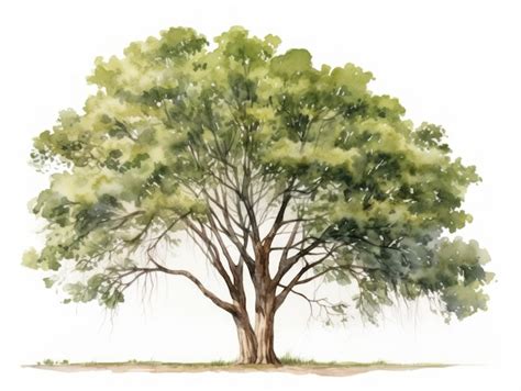 Minimalistic Superb Watercolor Illustration Of Ash Tree Ai Generated