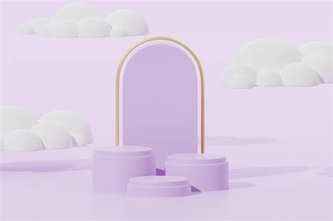 최소한의 디자인 연단에 제품 배치를 위한 연단 디스플레이 쇼케이스의 3d 렌더링 그림 프리미엄 Psd 파일