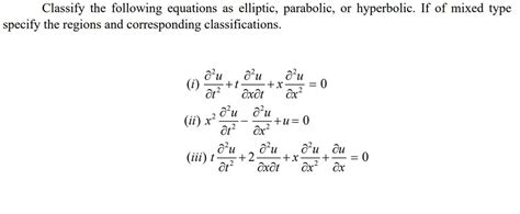Solved Classify The Following Equations As Elliptic
