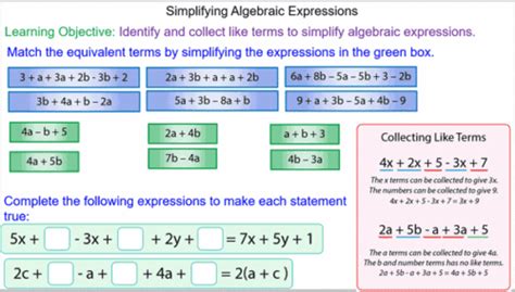 Simplifying Expressions By Collecting Like Terms Mr