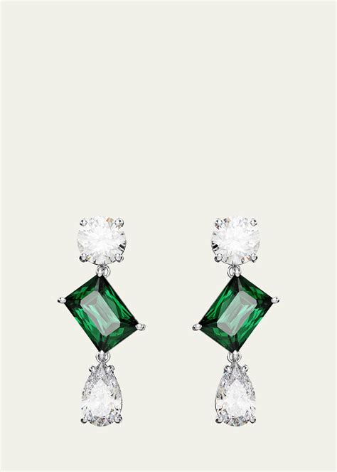 Swarovski Mesmera Rhodium Plated Mix Cut Crystal Dangle Earrings