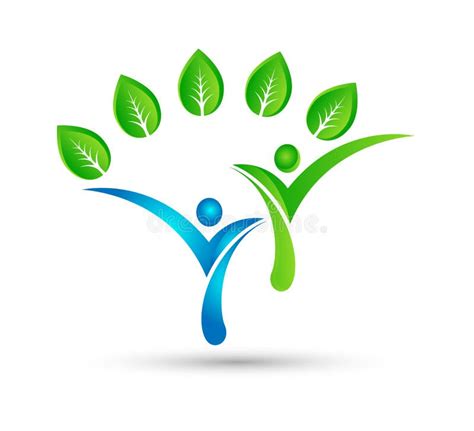 El Logotipo Verde Sano Del Concepto Logotipo De La Gente De La Vida Del Eco Cuidado Gente
