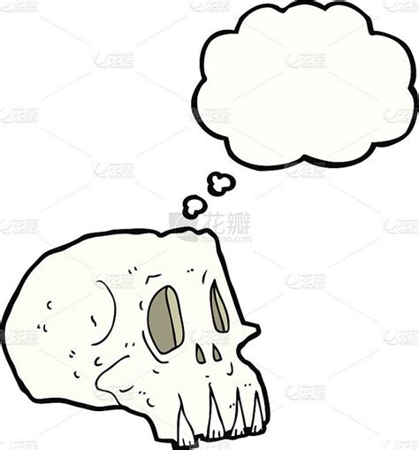 卡通幽灵头骨与思想泡沫