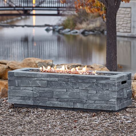 Real Flame Ledgestone Rectangle Propane Fire Table With Natural Gas