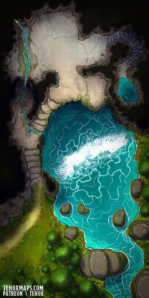Shelter Behind The Waterfall Battlemap By Gamaweb On Deviantart