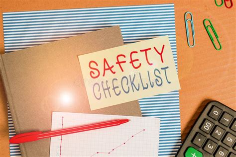 Text Sign Showing Safety Checklist Conceptual Photo List Of Items You Need To Verify Check Or