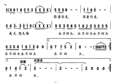 跟着你走 涧泉 歌谱 简谱