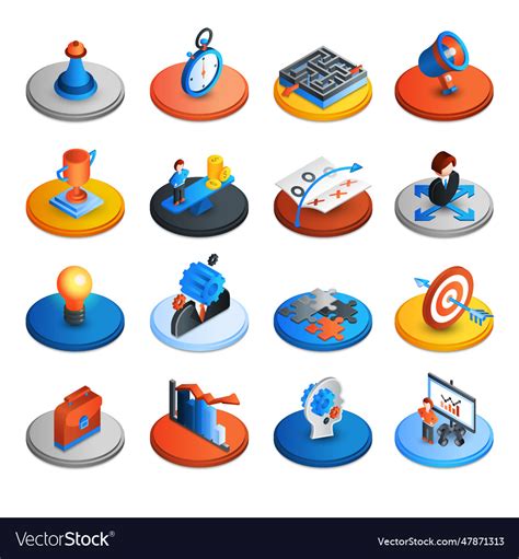 Business Strategy Isometric Icons Royalty Free Vector Image