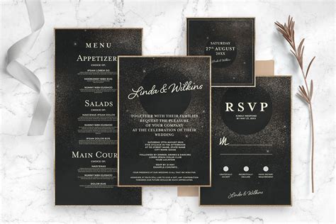 Black And Gold Wedding Invitation [psd] Brandpacks