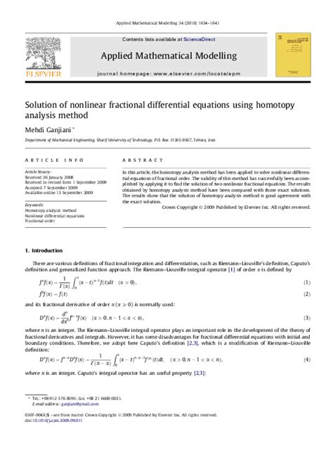 Pdf Solution Of Nonlinear Fractional Differential Equations Using