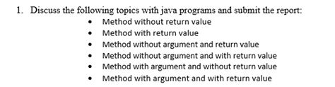 Solved 1 Discuss The Following Topics With Java Programs