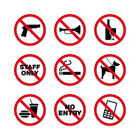 Prohibition Sign Vector Set Suitable For Design Element Of Work Safety