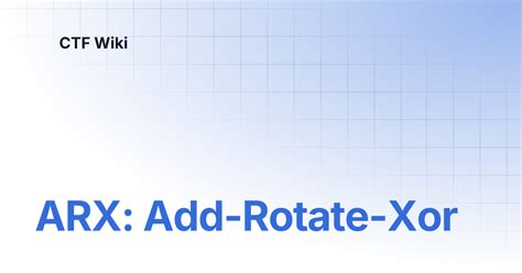 ARX Add Rotate Xor CTF Wiki