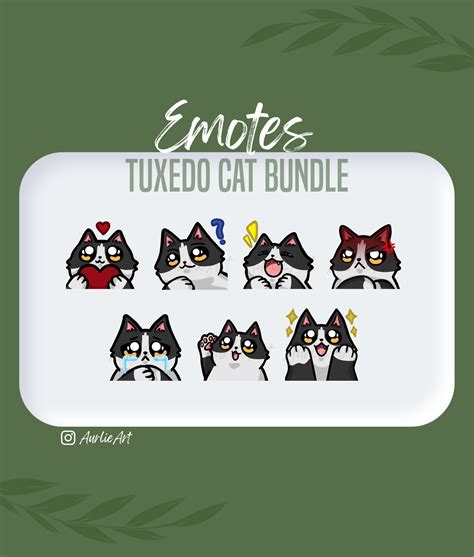 Tuxedo Cat Emote Bundle 7 Cat Emotes Cat Emotes For Twitch Youtube