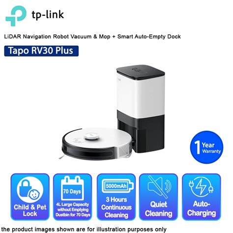 TP LINK Tapo RV30 Plus LiDAR Navigation Robot Vacuum Mop Smart Auto
