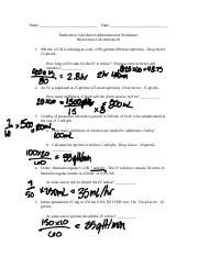 Calculations For Intrvaneous Medications Docx Name Date Medication Calculation Administration