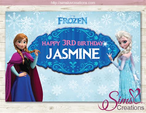 Frozen Printable Backdrop Banner Frozen Birthday Party Poster Sims