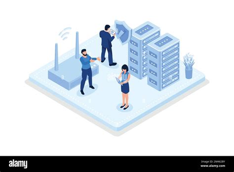 Characters Using Cyber Security Services To Protect Personal Data
