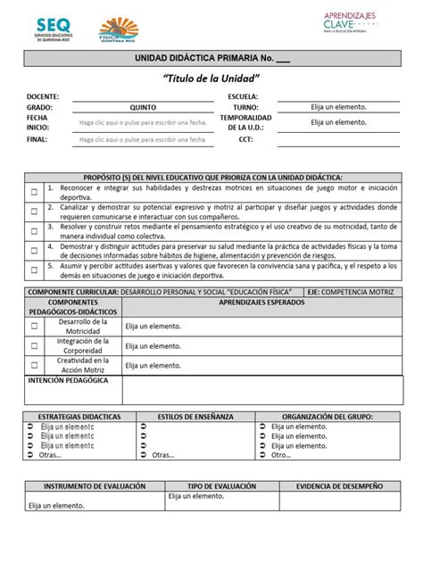 Plan Clase 5° Prim Ac Ef Pdf Evaluación Cognición