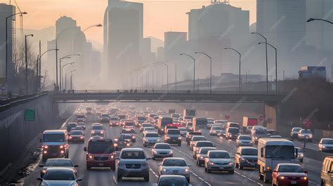Premium Ai Image Exhaust Fumes From Heavy Traffic In A Congested City Representing Air Pollution